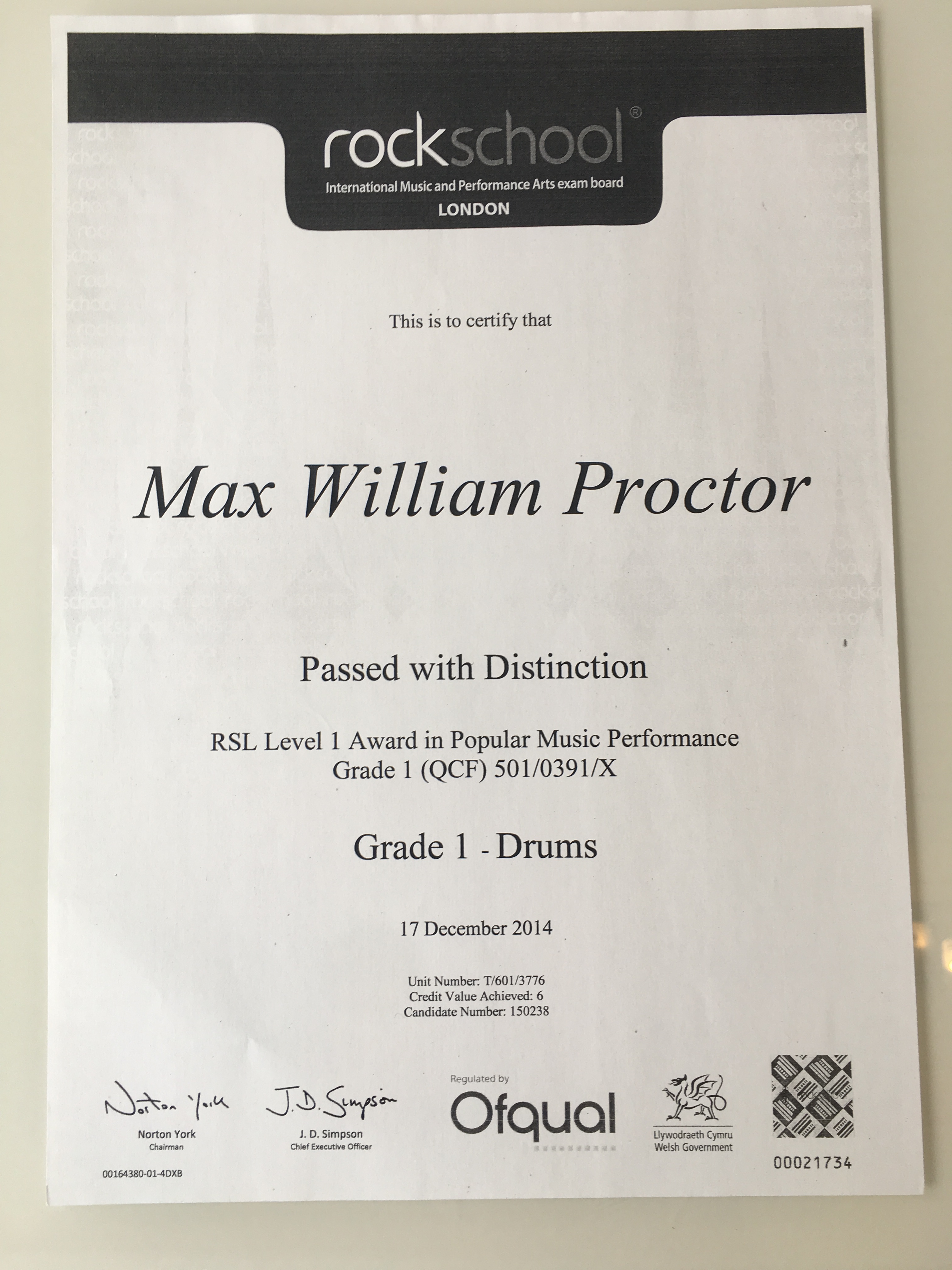 Rockschool Achievements – One to One, Learn to Drum